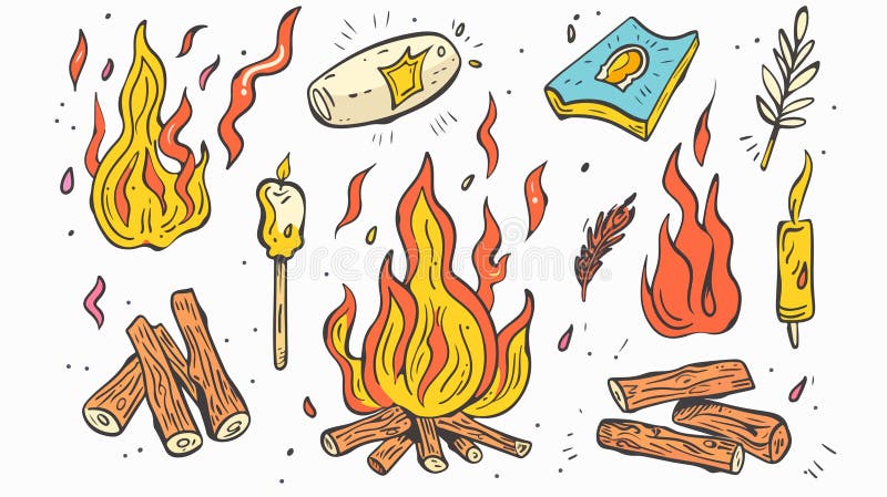 Dynamic Set of Fire Doodle Line Illustrations for Creative Projects ...