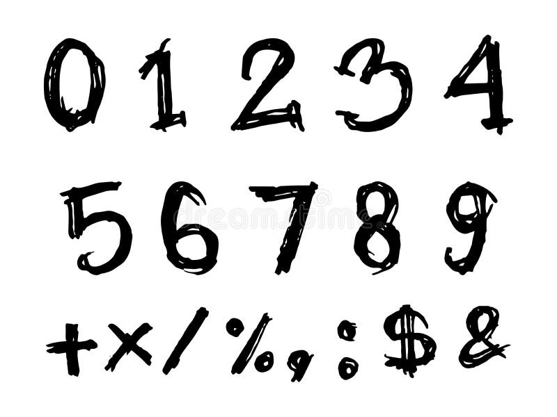 Set of Doodle Number Vector. Sketch Style Figures Stock Vector ...