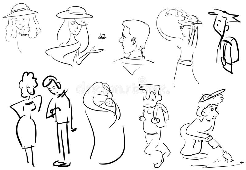 Set doodle people stock vector. Illustration of conflict - 97126434