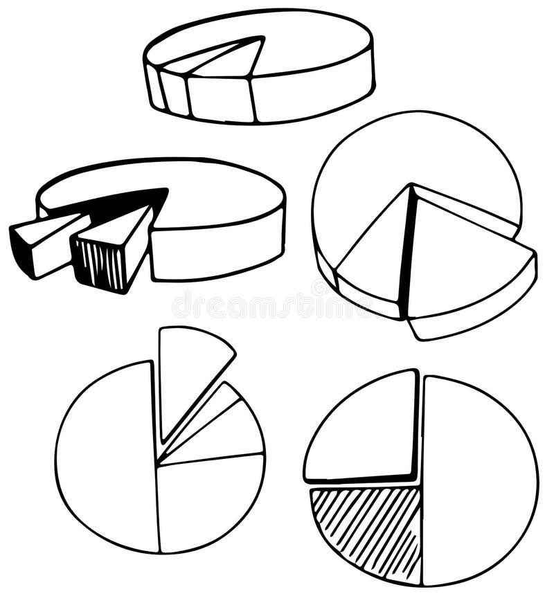 A Set of Doodle Pie Chart stock vector. Illustration of drawing - 119157885