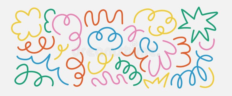 Set of Doodle Playful Multicolor Scribble. Abstract Children Background ...