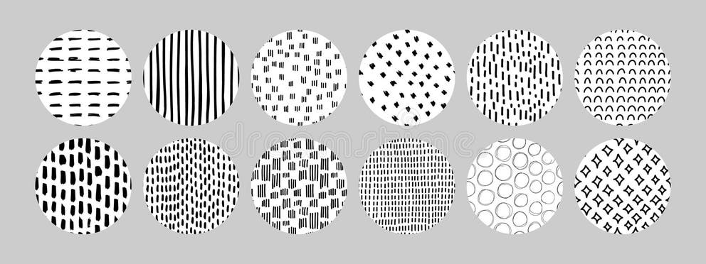 Set of Doodle Round Patterns. Stock Vector - Illustration of round ...