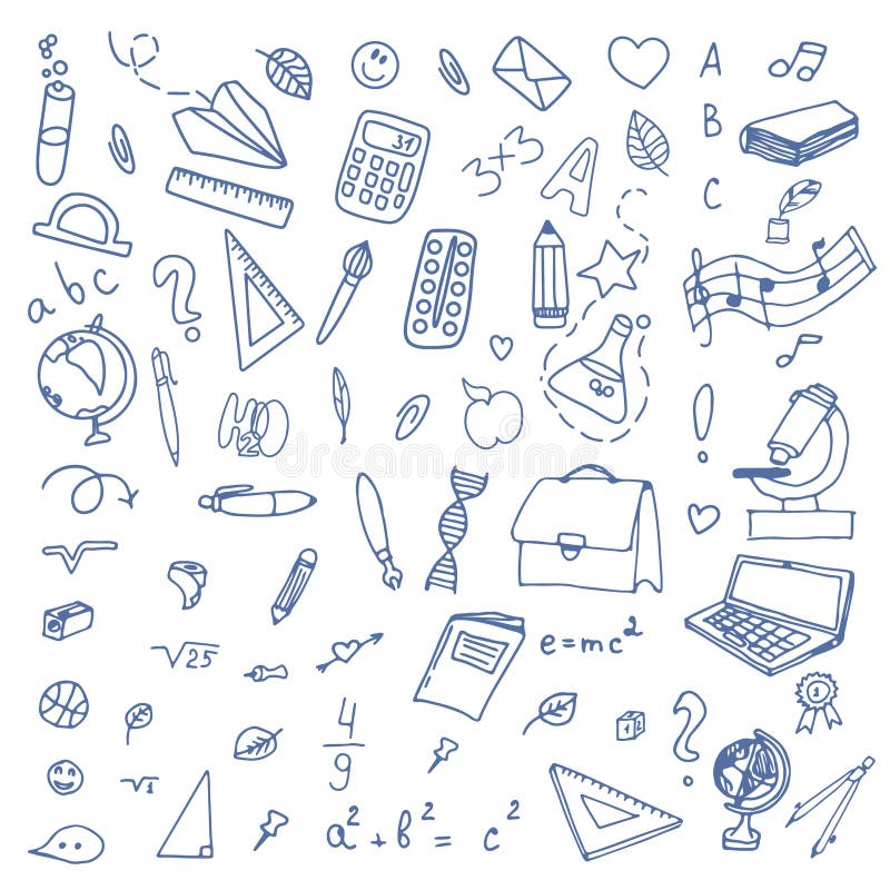 A Set of Doodle School Badges with Doodles.School Education. Let S Go ...