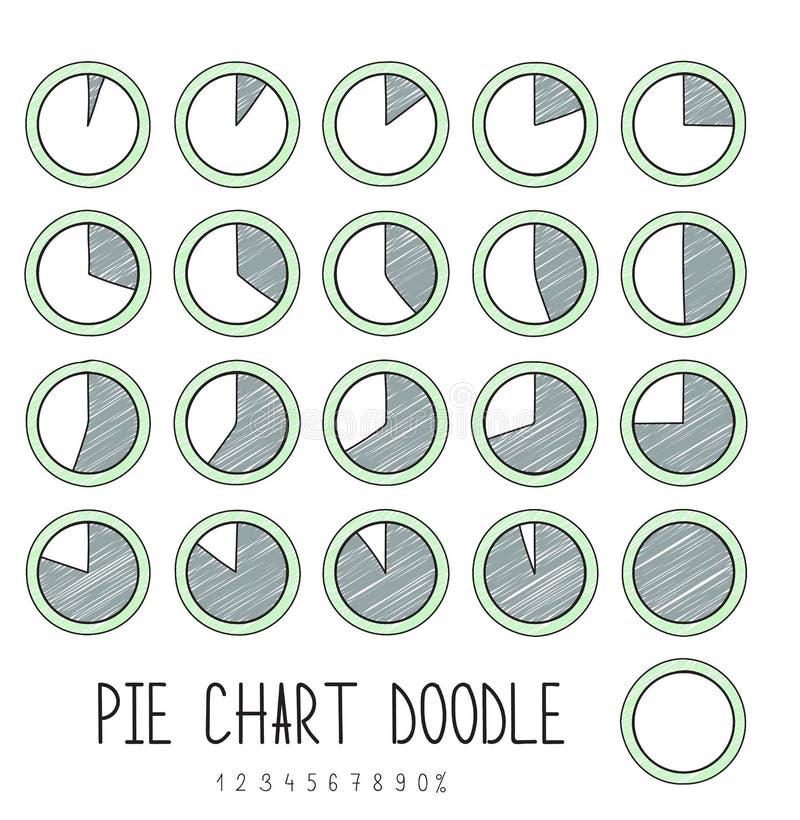 Set Doodle Segmented Pie Charts. Sketch Diagram with Interest. Stock ...