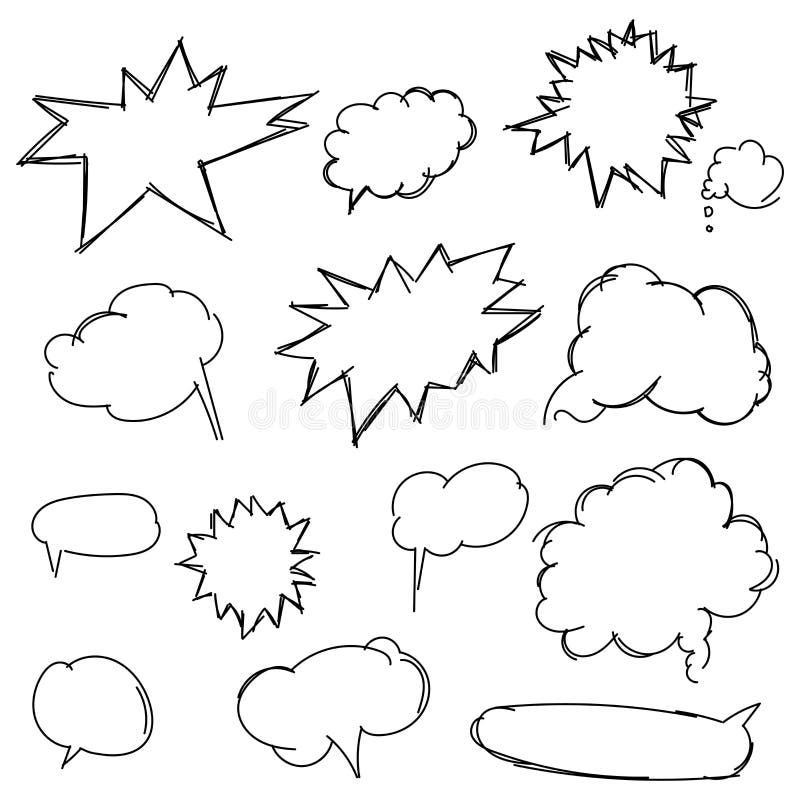 Set Doodle Shapes for Message. Pencil Sketches. Hand Drawn Scribble ...