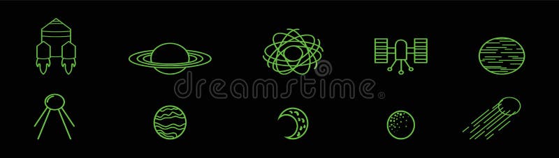 Set of Doodle Space Cartoon Icon Design Template with Various Models ...