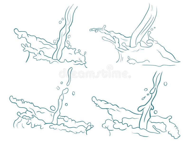 Set doodle splash and flow stock vector. Illustration of doodle - 114111923