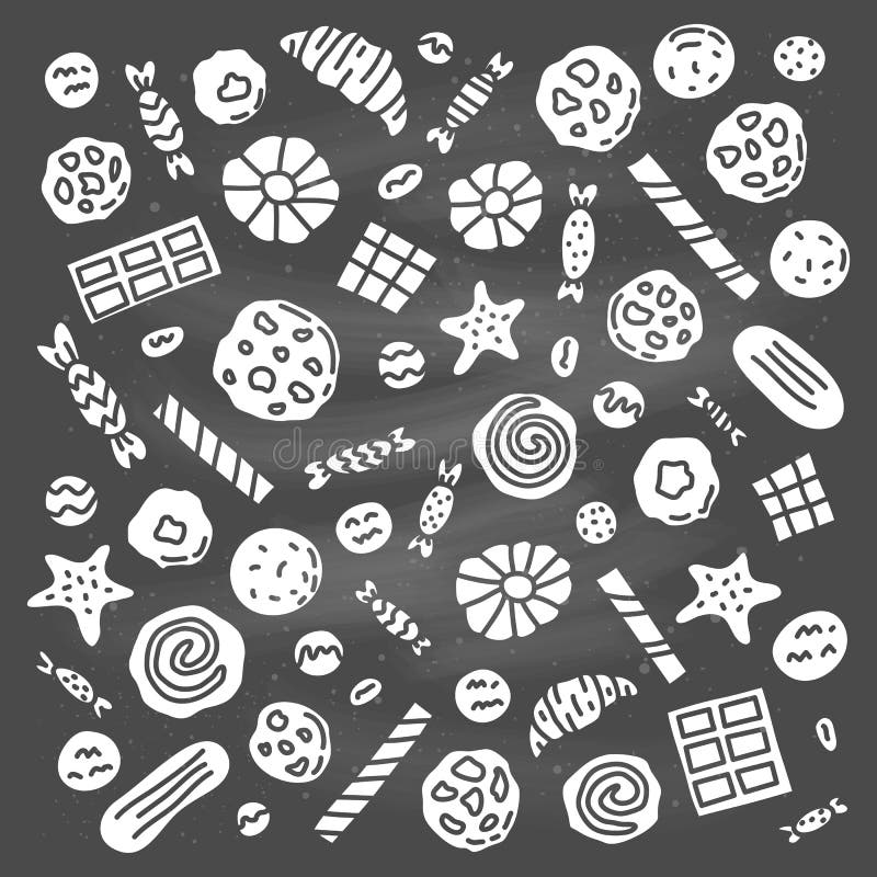 Set of doodle sweets. stock vector. Illustration of food - 228797718