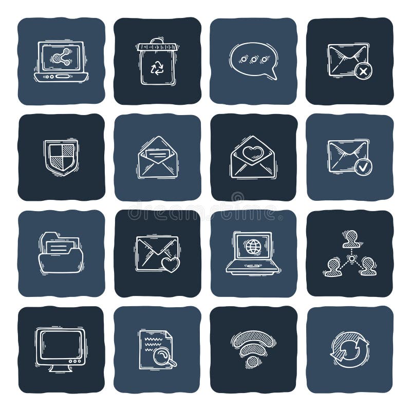 Set of Doodle Web, Computer and Drawing Icons. Stock Vector ...