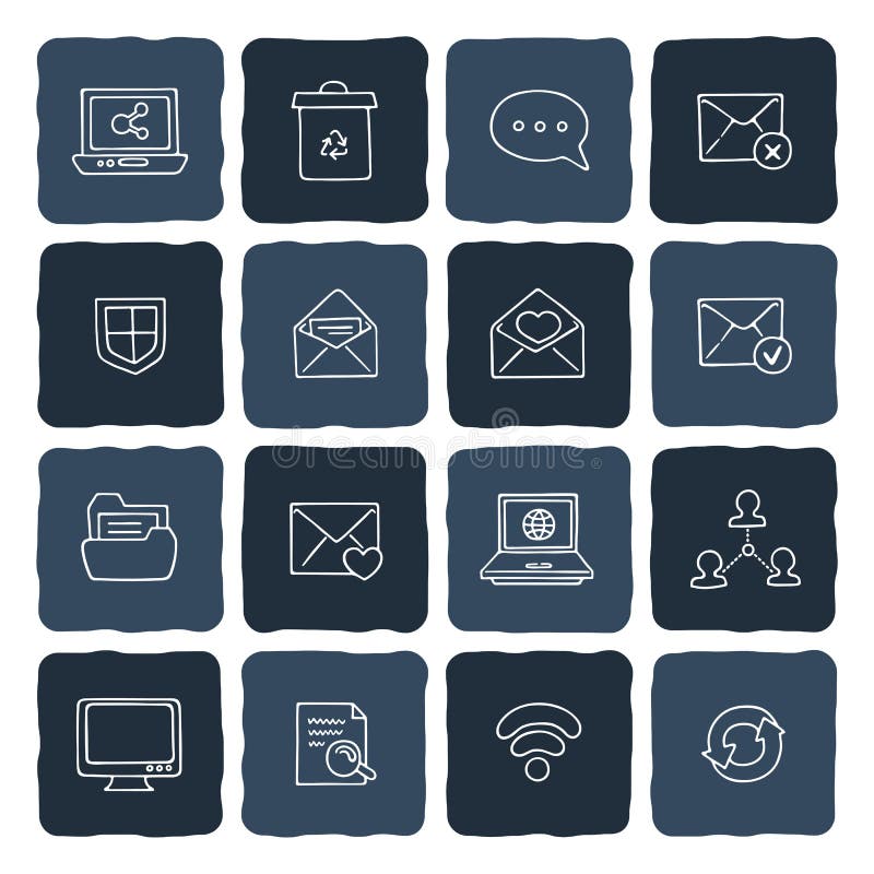 Set of Doodle Web, Computer and Drawing Icons. Stock Vector ...