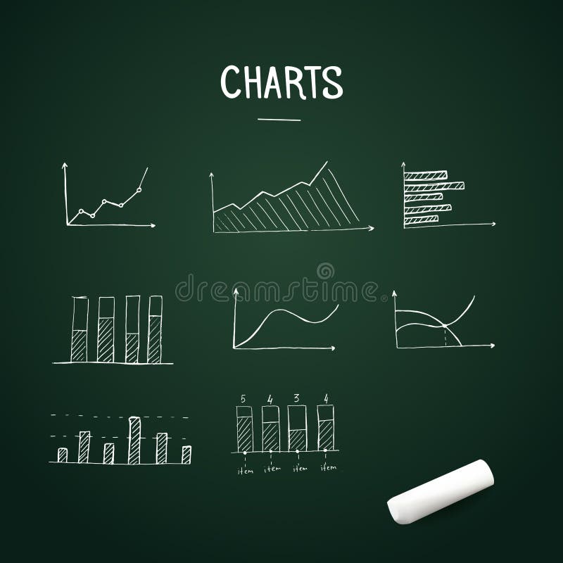 Set of Doodles Charts with Chalk on Chalkboard Stock Vector ...