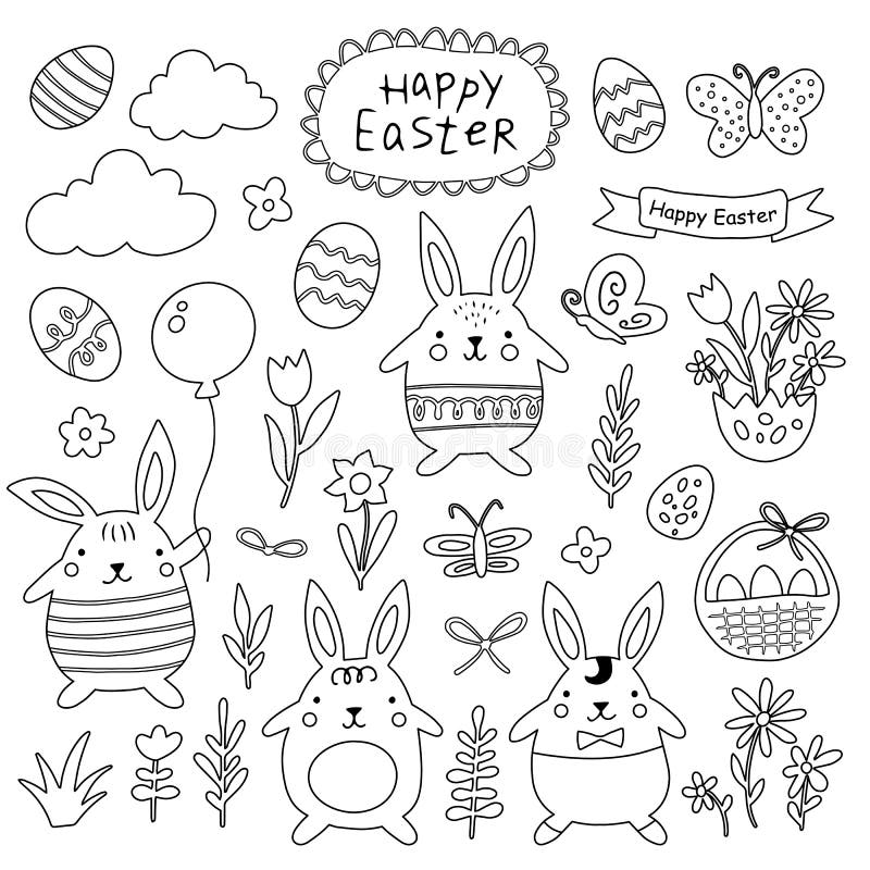 Set of doodles for easter stock vector. Illustration of decoration ...