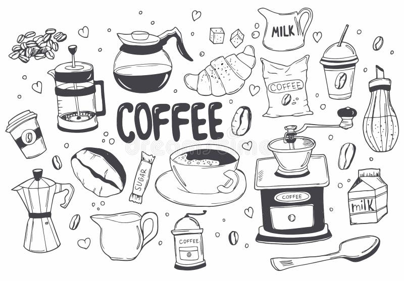 Set of Doodles, Hand Drawn Rough Simple Sketches, Various Kinds of ...