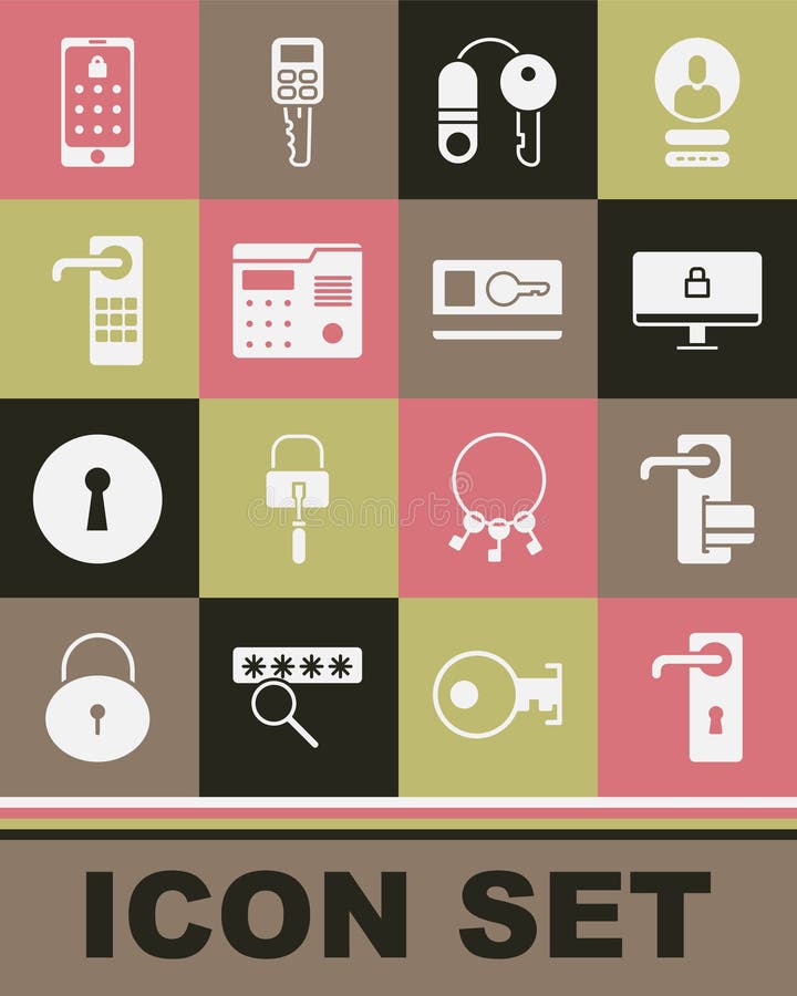 Set Door Handle, Digital Door Lock, Lock on Computer Monitor, House ...