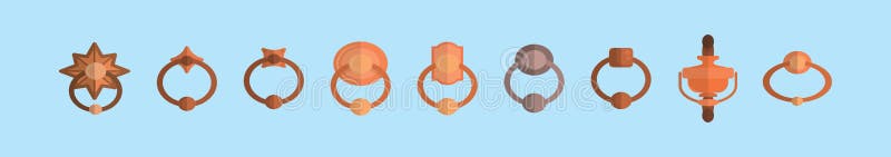 Set of Door Knocker Cartoon Design Template with Various Models. Vector ...