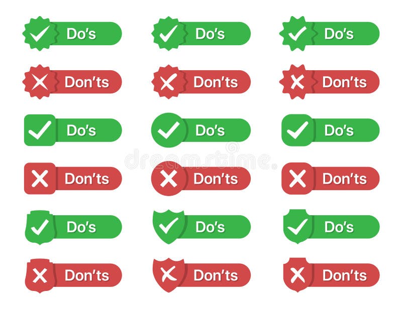 Set of Dos and Dont Badges Icon in a Flat Design Stock Vector ...