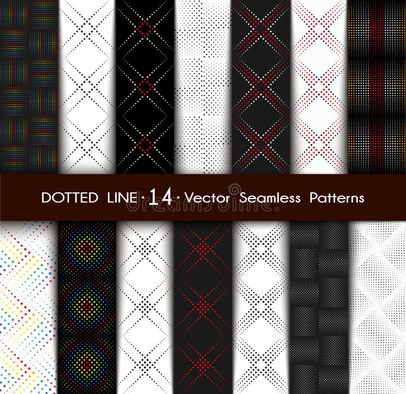 Set Dotted Line Seamless Patterns Stock Vector - Illustration of ...
