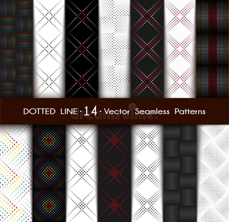 Set Dotted Line Seamless Patterns Stock Vector - Illustration of ...