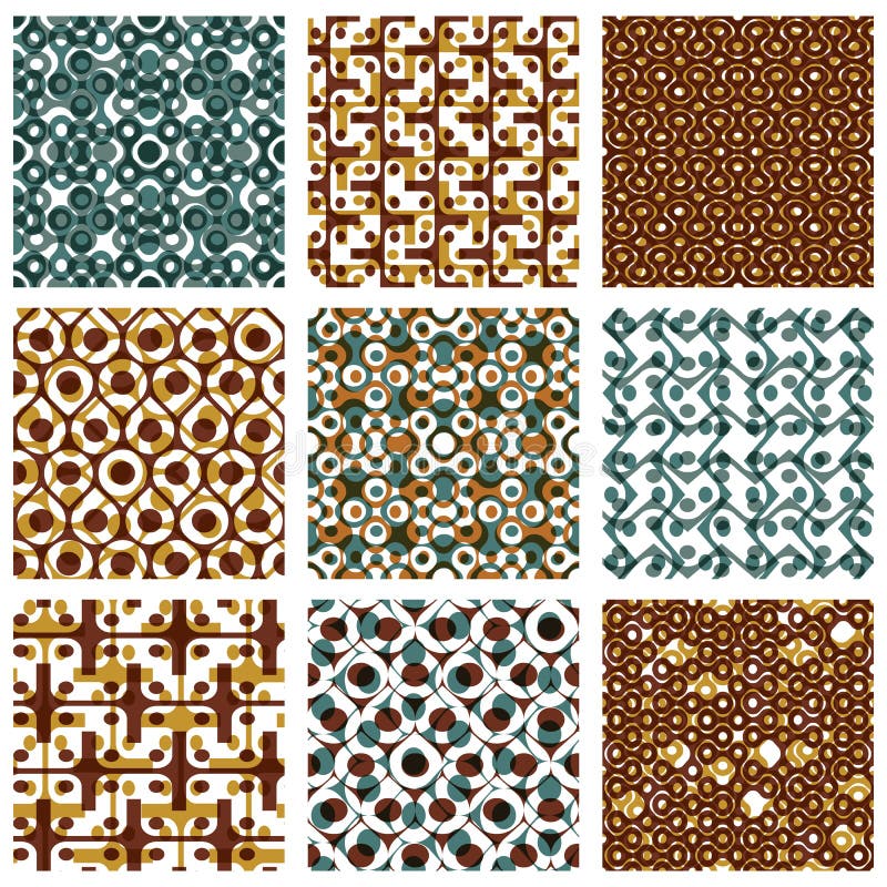 Set of Dotted Seamless Patterns with Rings, Brown Polka Dot Tile Stock ...