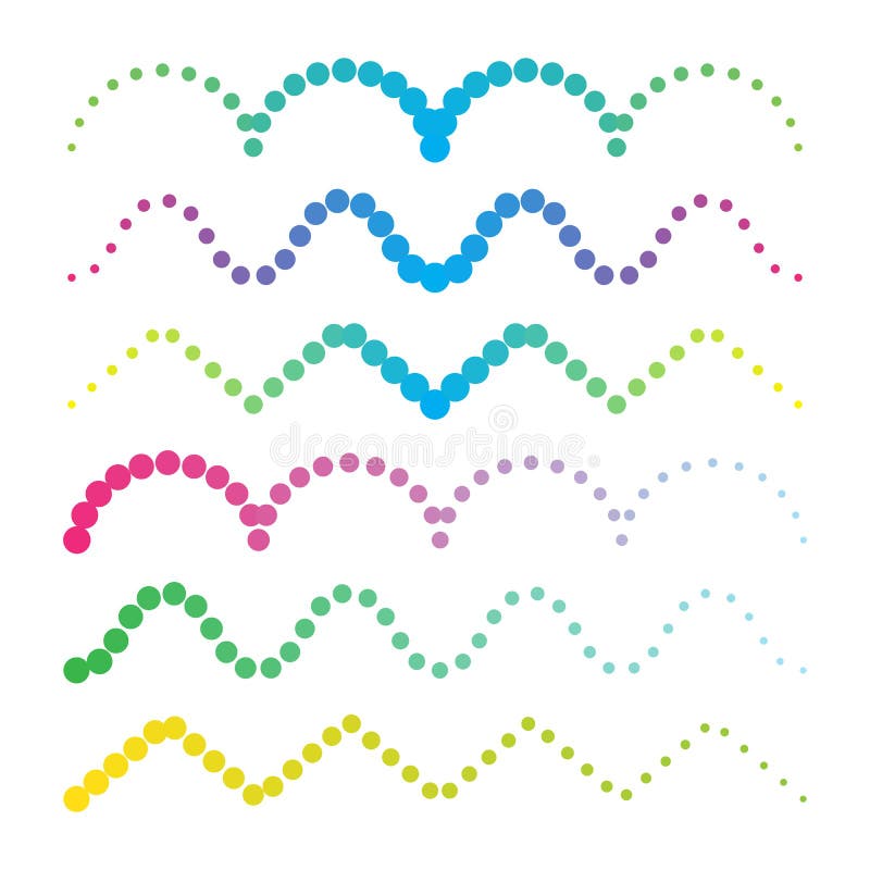 Set of Dotted Waves - Vector Stock Illustration - Illustration of ...