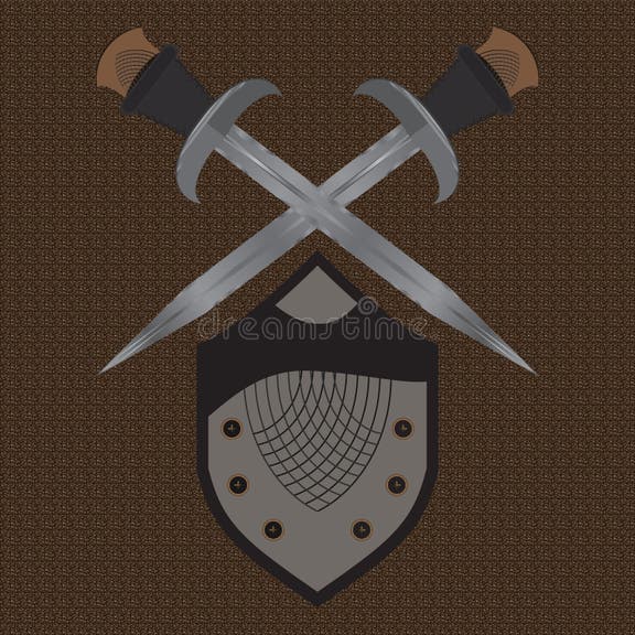 A Set of Double-edged Swords Medieval Shield Stock Vector ...