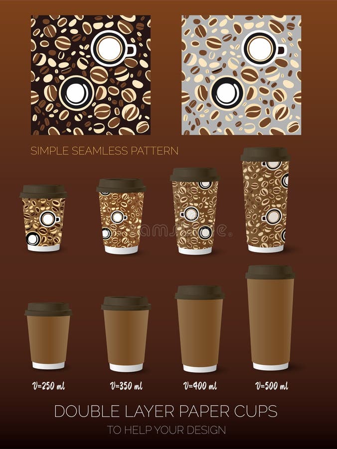 Set of DOUBLE LAYER PAPER CUPS Illustrations in Different Sizes with ...