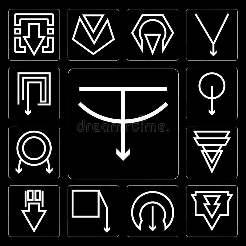 Set of Down Arrow, Editable Icon Pack Stock Vector - Illustration of ...