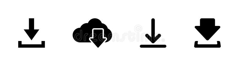 Set of Download Black Icons. Downloads. Download Vector Icons Stock ...