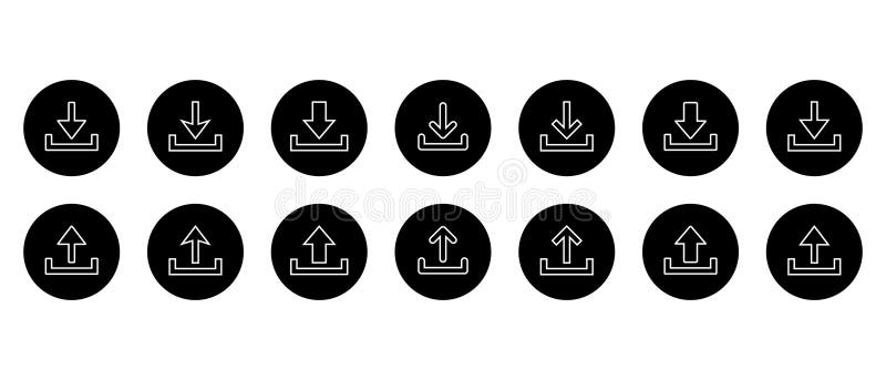 Set of Download and Upload Line Icon Vector on Black Circle Stock ... Set of Download and Upload Line Icon Vector on Black Circle Stock ...