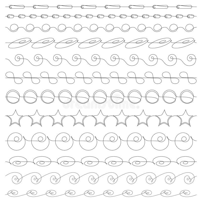 Set of Dozen Swirly Calligraphy Lines for Decorative Borders, Brushes ...