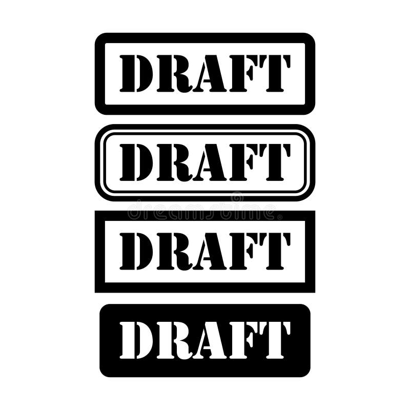 Set of Draft Stamp Symbol, Label Sticker Sign Button, Text Banner ...