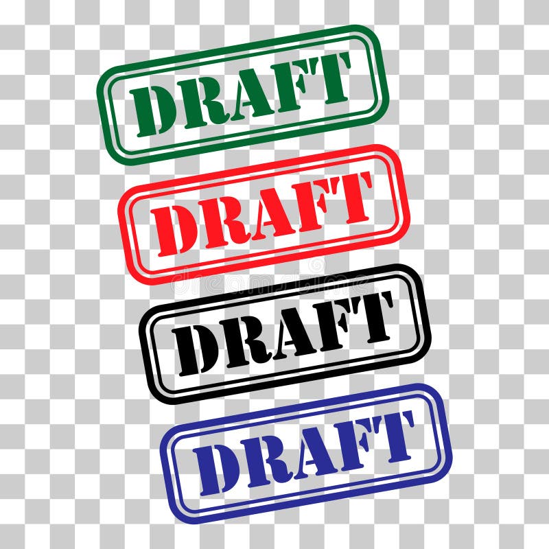 Set of Draft Stamp Symbol, Label Sticker Sign Button, Text Banner ...