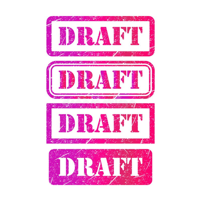 Set of Draft Stamp Symbol, Label Sticker Sign Button, Text Banner ...