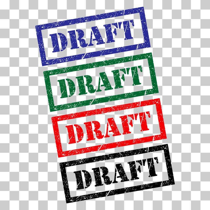 Set of Draft Stamp Symbol, Label Sticker Sign Button, Text Banner ...