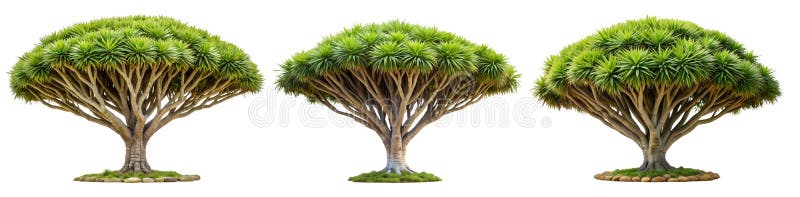 A Set of Dragon Trees on a White Isolated Background Stock Image ...