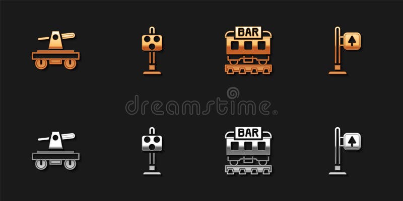 Set Draisine or Handcar, Train Traffic Light, Restaurant Train and Road ...