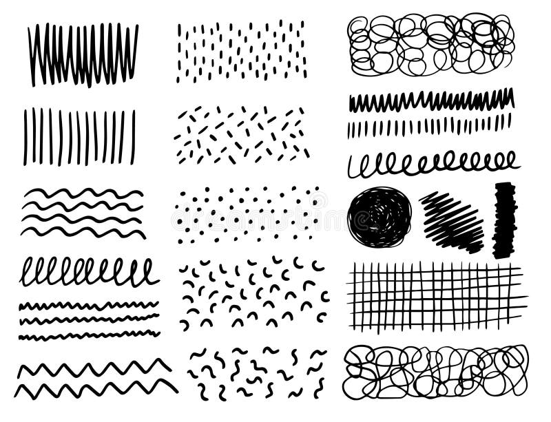 Set of Drawing Abstract Scribble and Texture. Collection Wavy Line ...