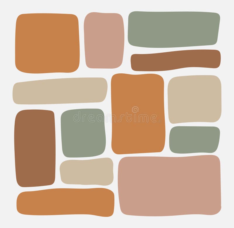 Set of Drawing Brown Rectangle Shape. Organic Geometrical Figures ...