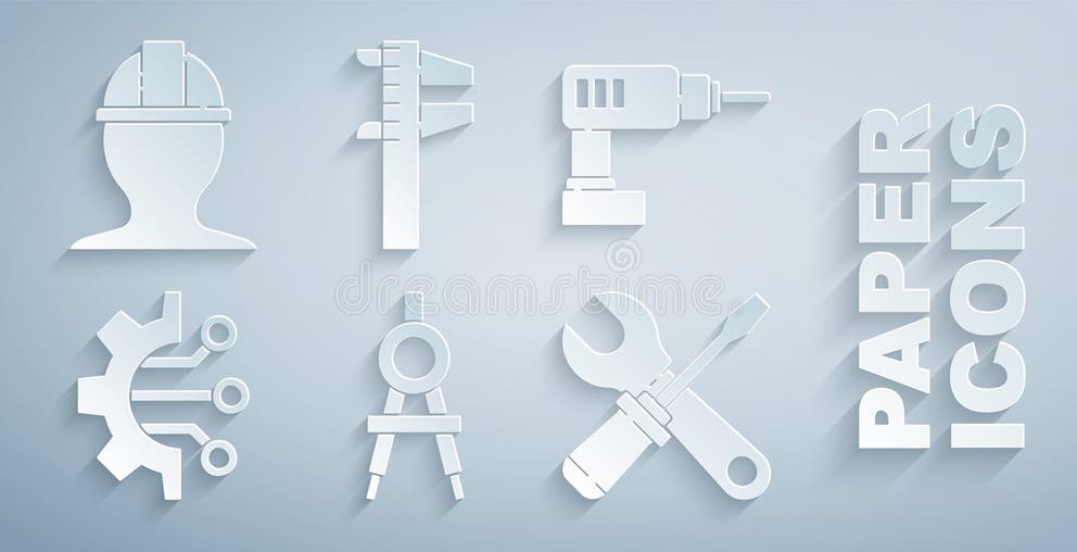 Set Drawing Compass, Electric Drill Machine, Algorithm, Screwdriver and ...