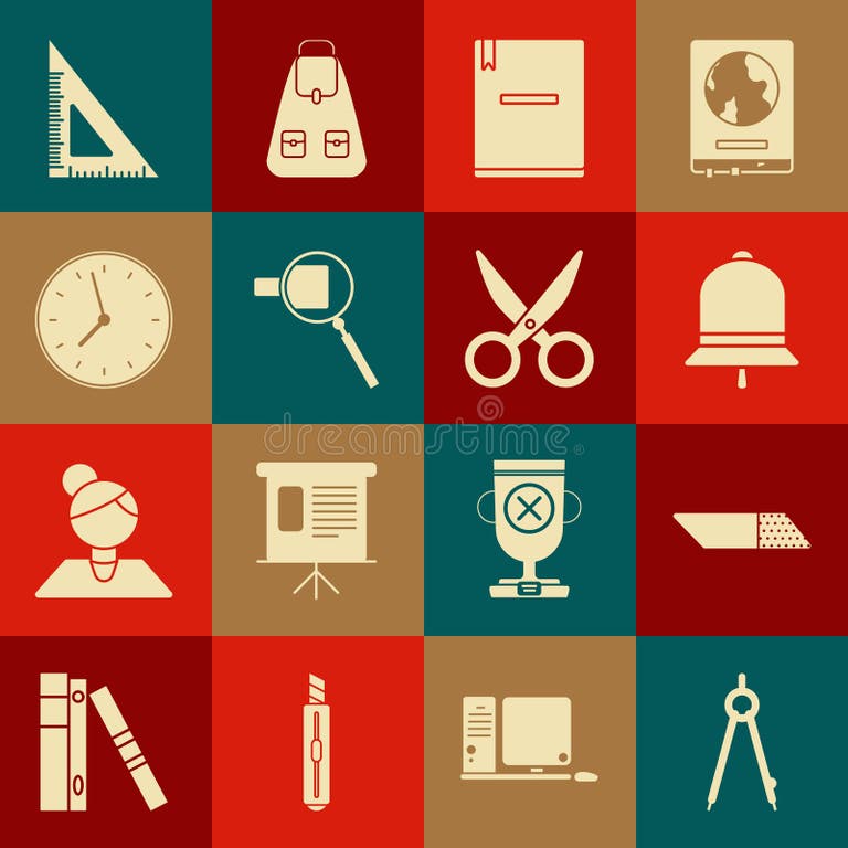 Set Drawing Compass, Eraser or Rubber, Ringing Bell, Notebook ...