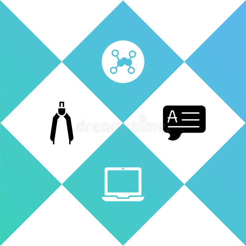 Set Drawing Compass, Laptop, Chemical Formula and Speech Bubbles with ...