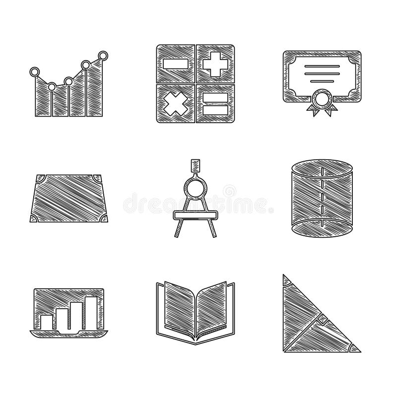 Set Drawing Compass, Open Book, Angle Bisector of Triangle, Geometric ... Set Drawing Compass, Open Book, Angle Bisector of Triangle, Geometric ...
