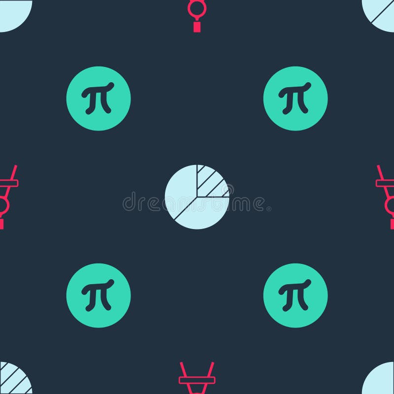 Set Drawing Compass, Pie Chart Infographic and Symbol on Seamless ...