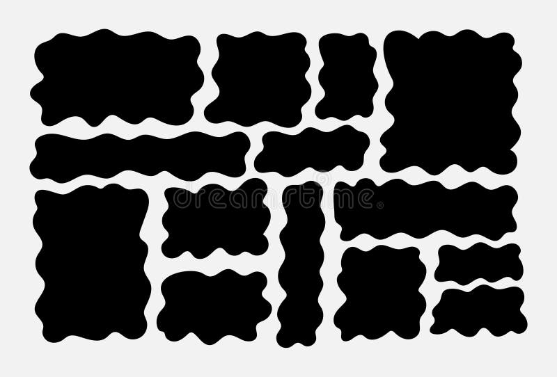 Set of Drawing Doodle Wavy Rectangle Shape. Zigzag Waved Edge Figures ...