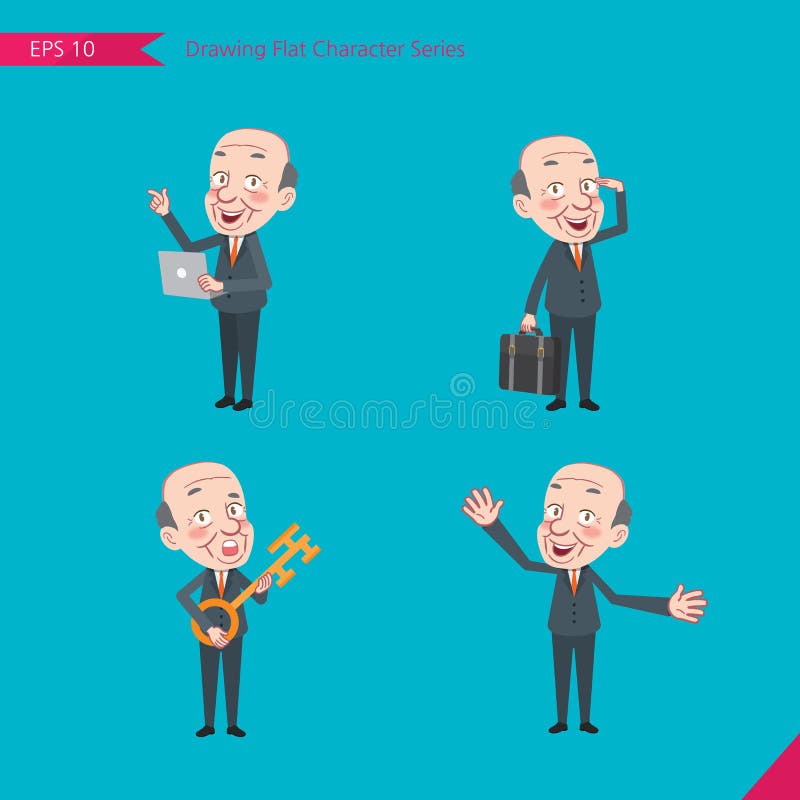 Set of Drawing Flat Character Style, Business Concept Ceo Activities ...