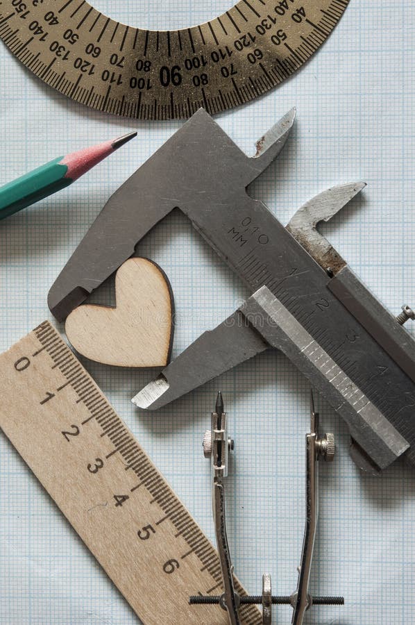 Set of Drawing Instrument and Rulers on Graph Paper Stock Photo - Image ...