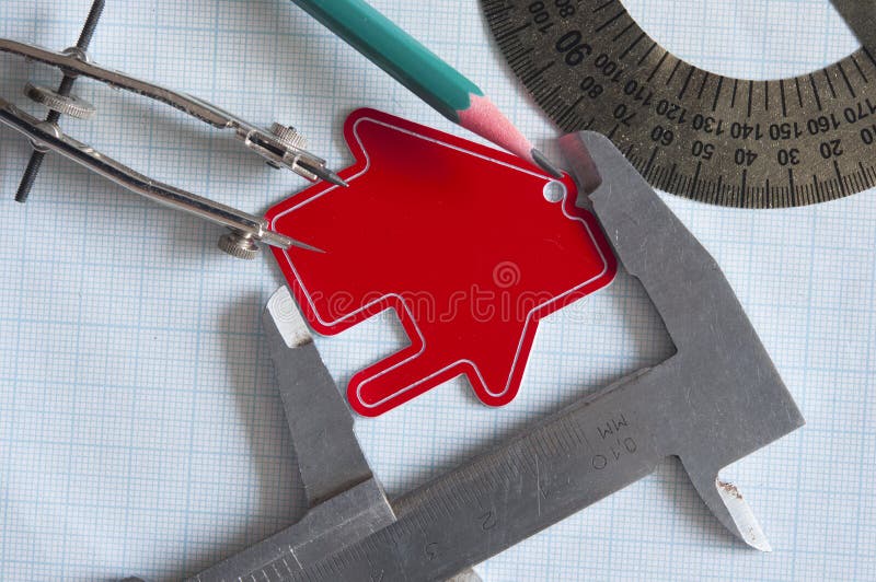 Set of Drawing Instrument and Rulers on Graph Paper Stock Image - Image ...