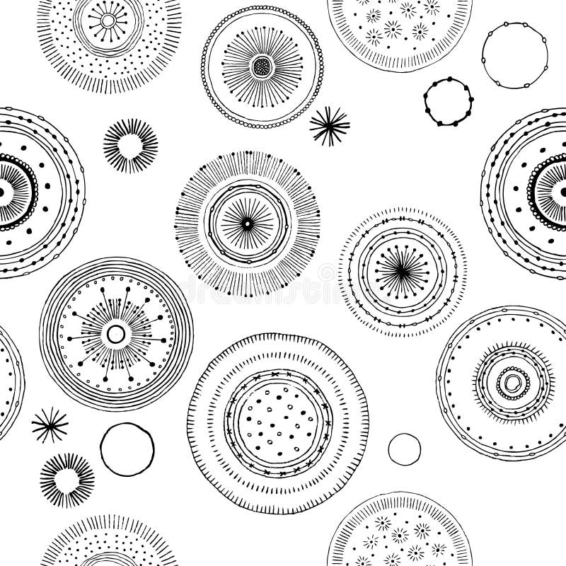 Set of Drawing Round Graphic Patterns. Vector. Stock Vector ...