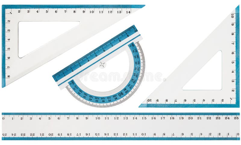 Set of Drawing Tools, Ruler, Protractor Triangle, Isolated on White ...