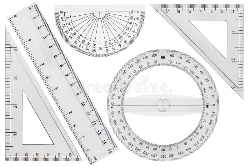 Set of Drawing Tools, Ruler, Protractor Triangle, Isolated on White ...